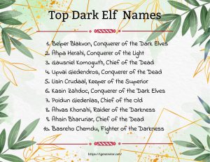 Dark Elf Name Generator | 1060 Dark Elf Name Ideas