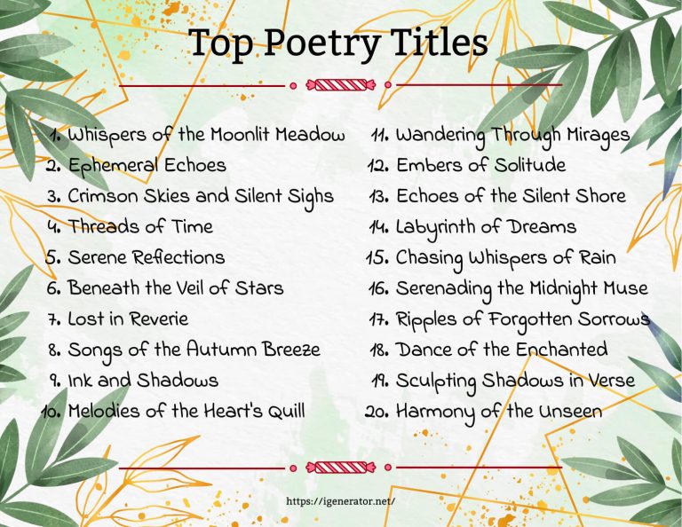 Poetry and Poem Title Generator | 567 Poetry and Poem Title Ideas