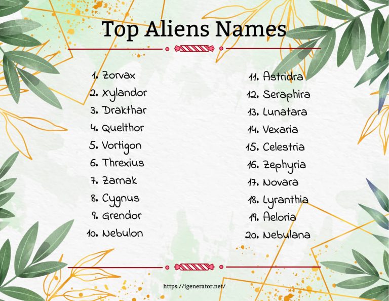 Alien Name Generator | 565 Alien Name Ideas