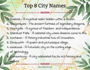 City Name Generator | 1168 City Name Ideas