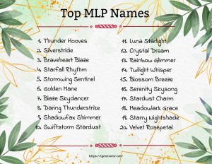 MLP Name Generator | 1001+ Male & Female My Little Pony Names