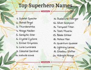 Superhero Name Generator | 581 Superhero Name Ideas