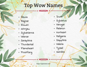 Powerful WoW Name Generator | 7365 WoW Character Names