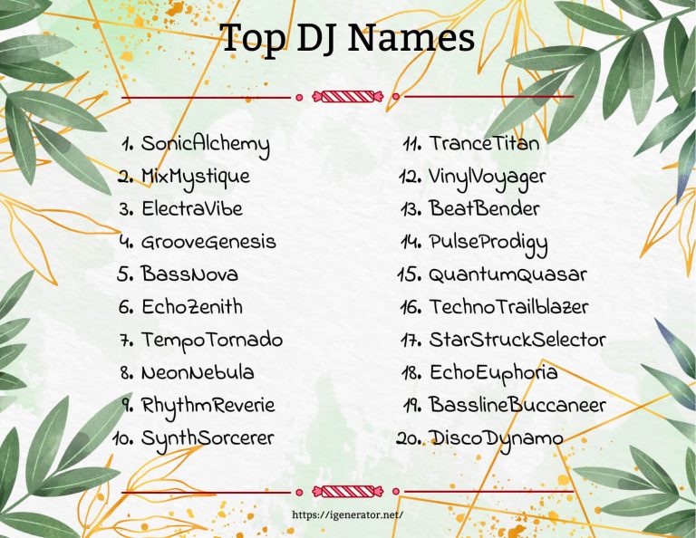 DJ Name Generator | 746 DJ Name Ideas