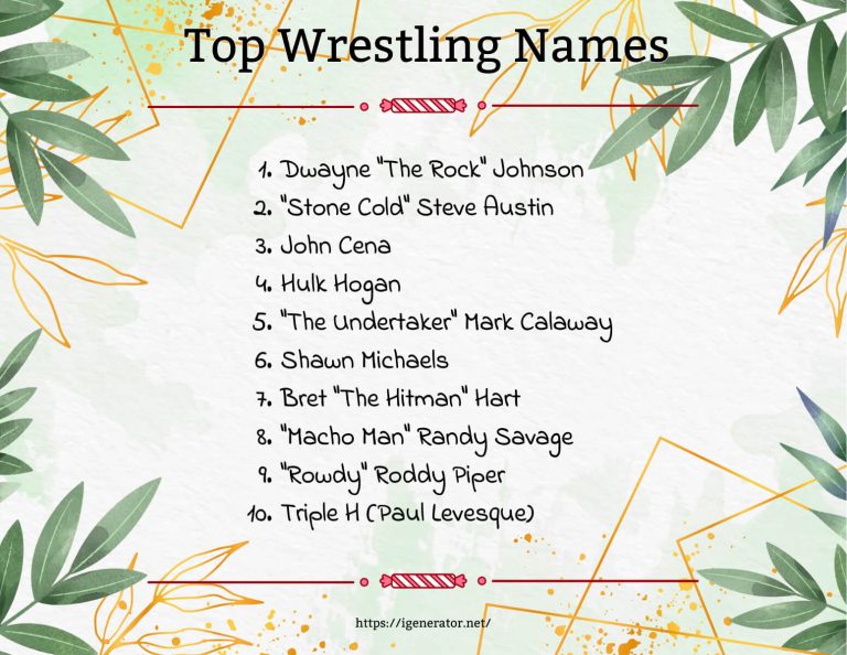 Wrestling Name Generator | 569 Wrestling Name Ideas