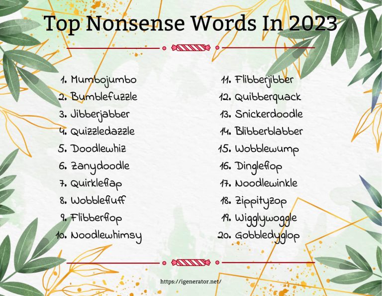 Nonsense Word Generator | 500 Nonsense Word Ideas