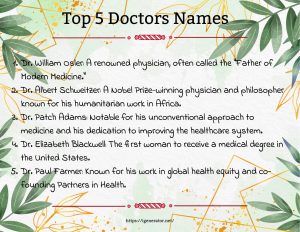 Doctor Name Generator | 598 Doctor Name Ideas