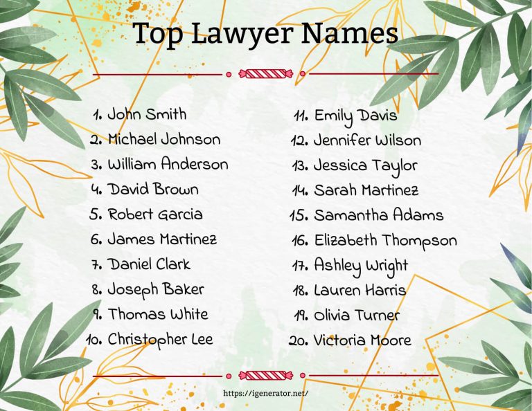 Lawyer Name Generator | 600 Lawyer Name Ideas
