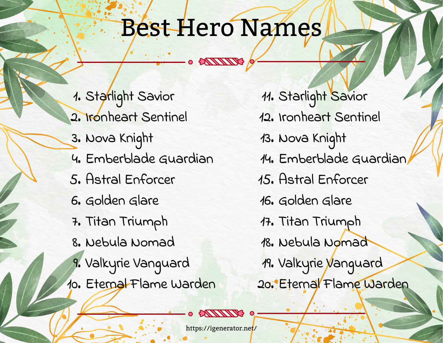 Hero Name Generator | 654 Hero Name Ideas