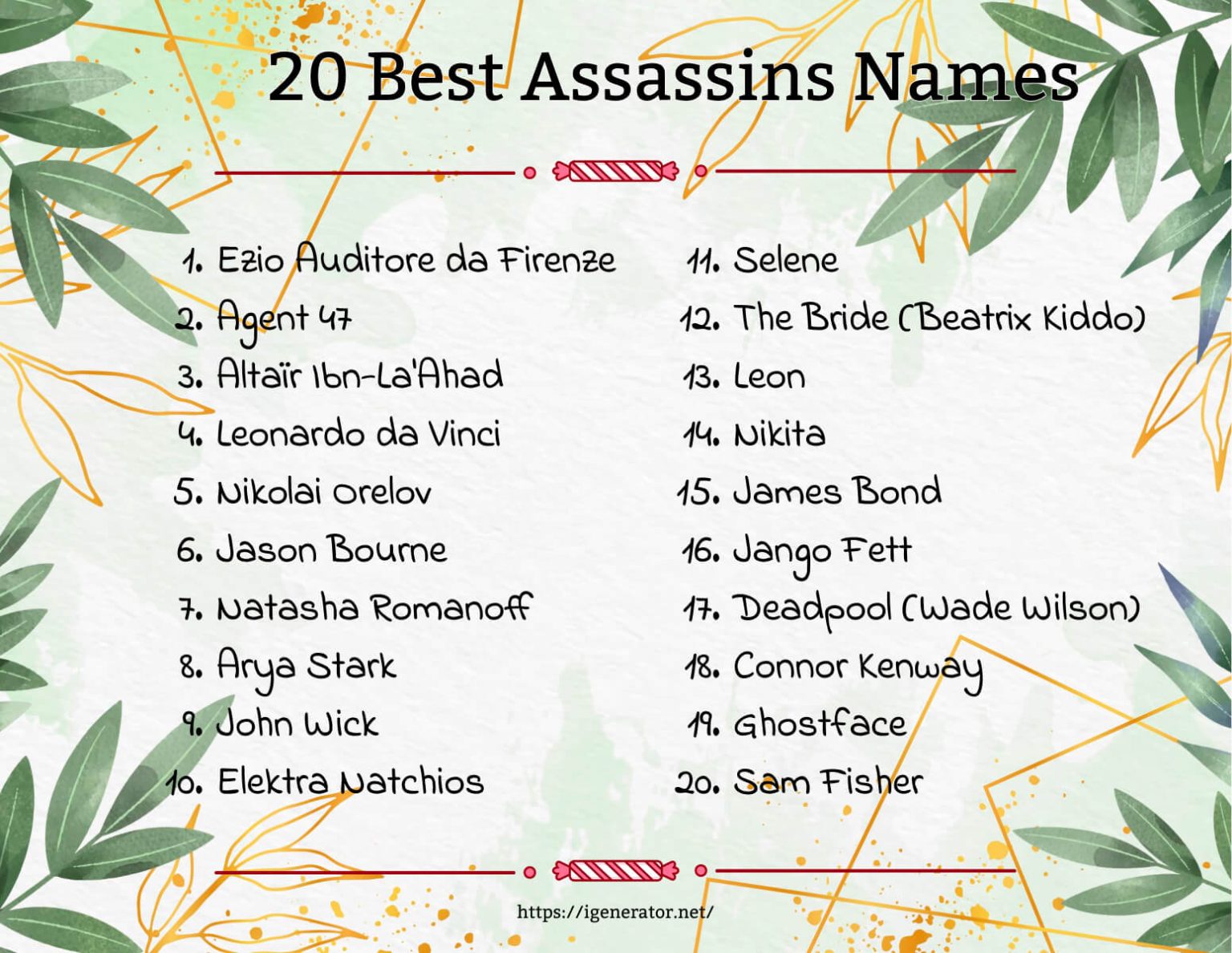 Assassin Name Generator | 475 Assassin Name Ideas
