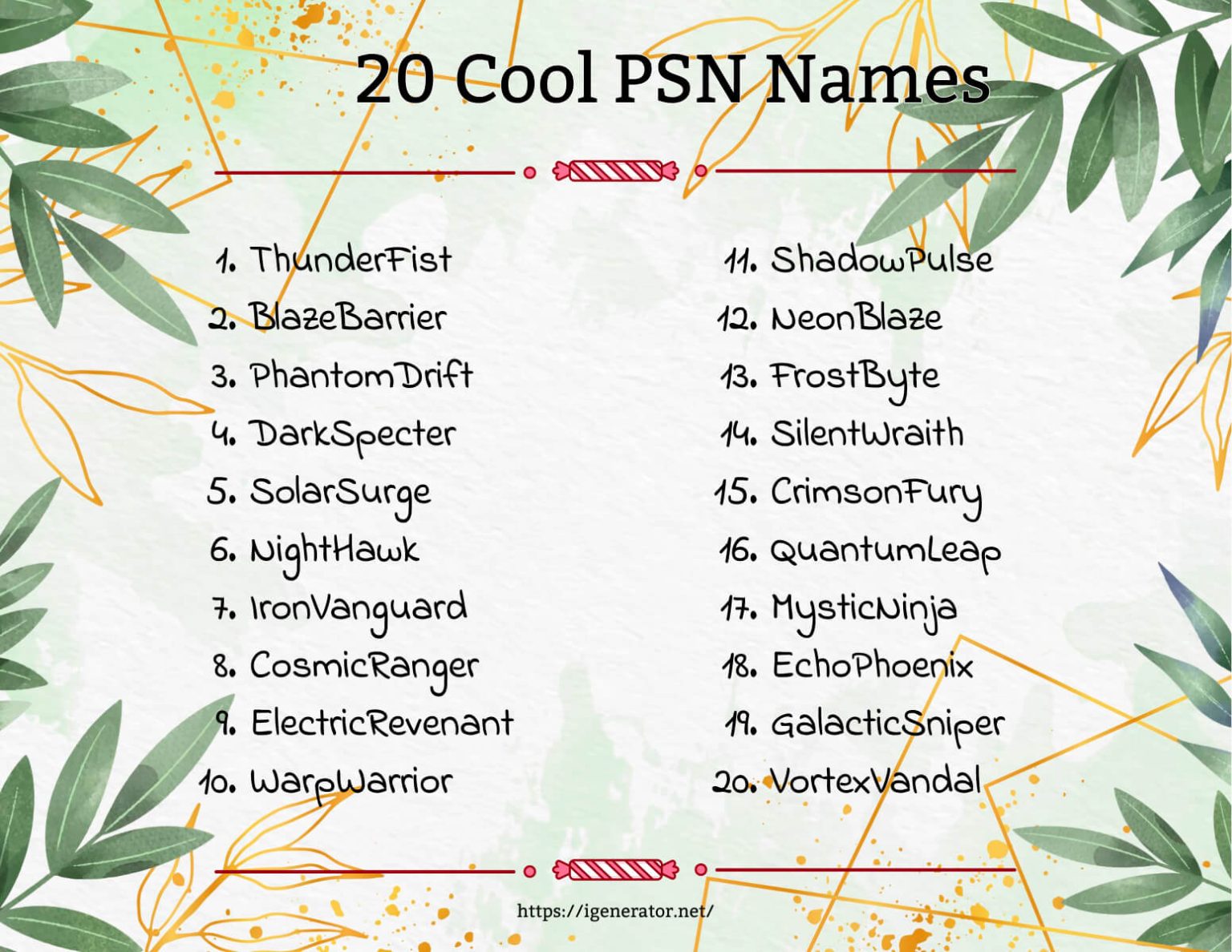 PSN Name Generator | 1446 Play Station Name Ideas